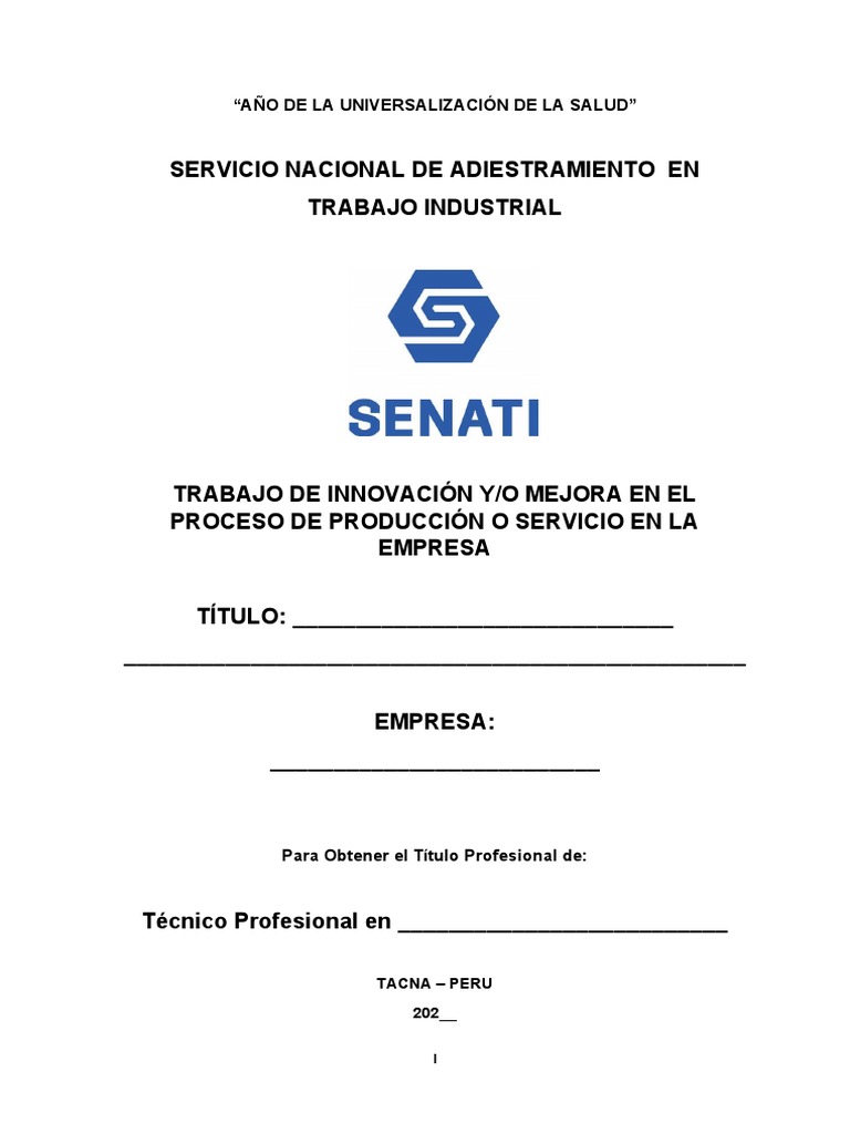 Formato Proyecto Senati | PDF | Empresas | Innovación