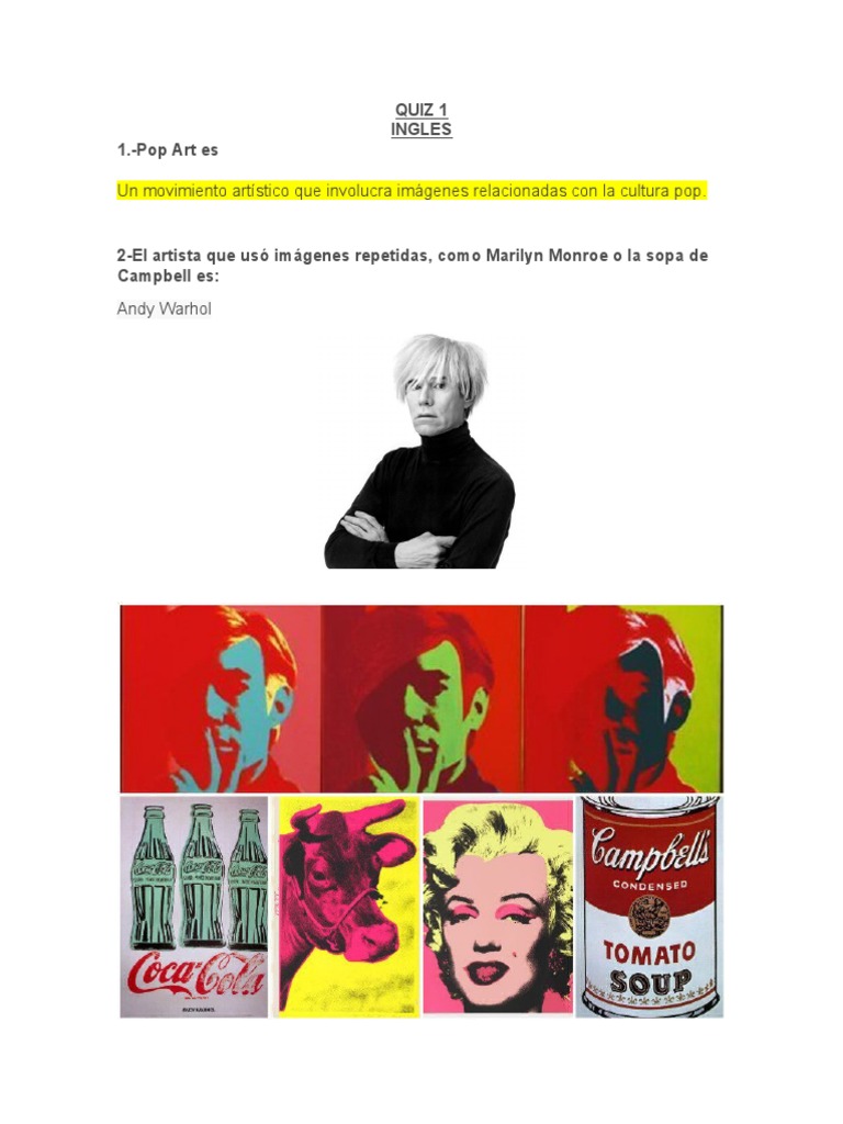 Quiz 1 - 2 Resuelto | PDF | Andy Warhol | Estética