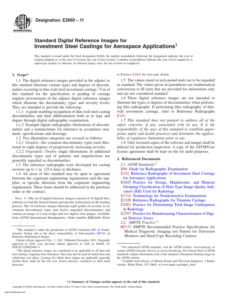 ASTM E2660 Radiography | PDF | Image Resolution | Casting (Metalworking)