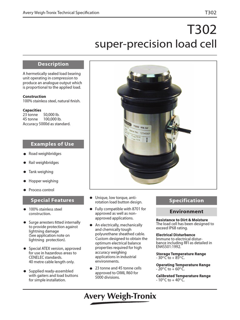 Avery Tronix Load Cell T302 | Download Free PDF | Electrical ...