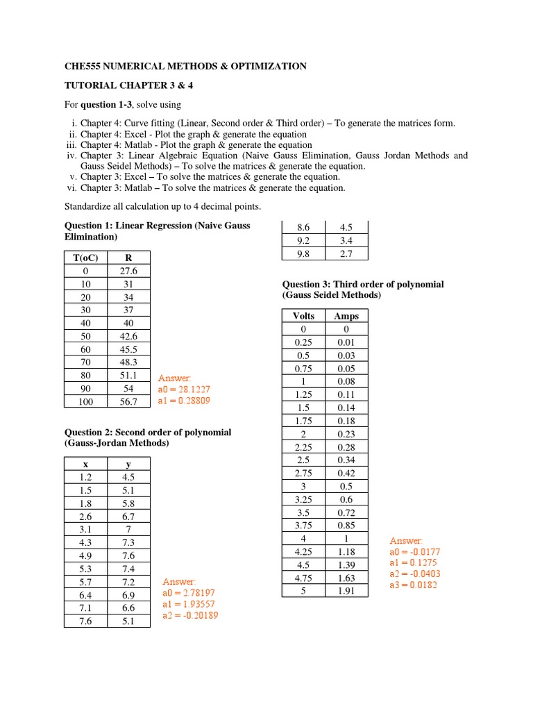 Tutorial Chapter 3 and 4 | PDF | Equations | Matrix (Mathematics)