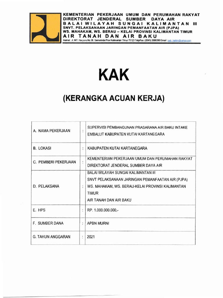 Kak SPV Intake Embalud 2021 | PDF