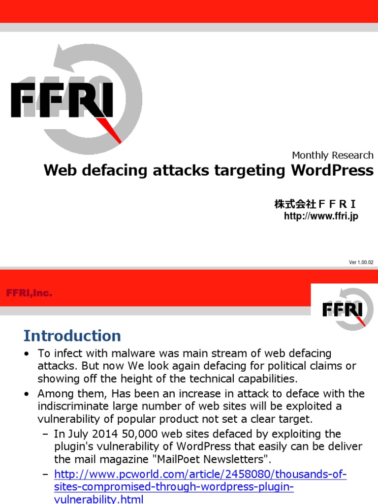 Web Defacing Attacks Targeting WordPress | PDF | Word Press | Denial Of Service Attack