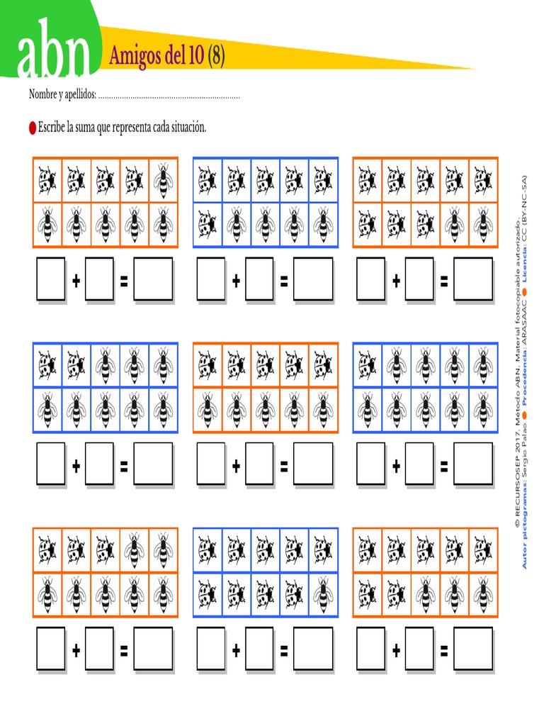 Método Abn Amigos Del 10 Ficha 8 | PDF