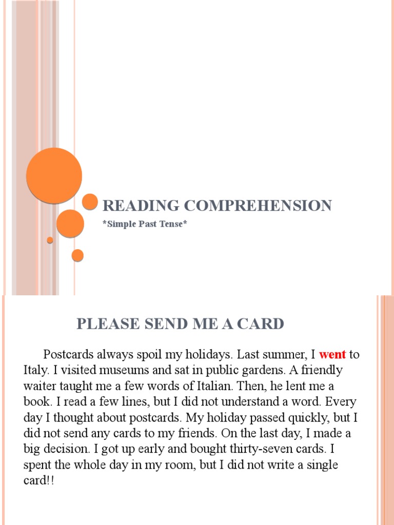 Reading Comprehension Past Tense | PDF
