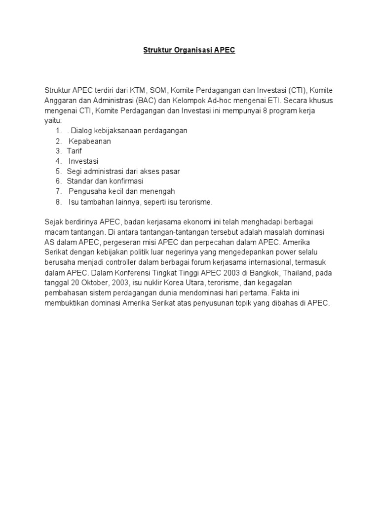 Struktur Organisasi APEC | PDF