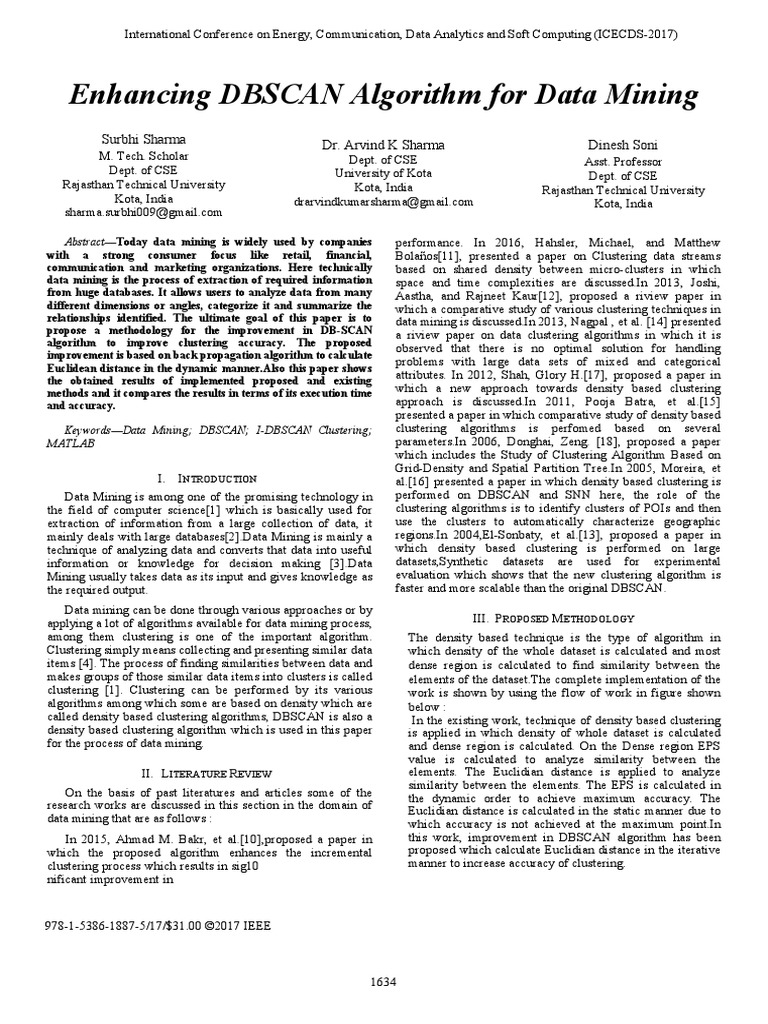 Enhancing Dbscan Algorithm For Data Mining Pdf Cluster Analysis Data Mining 