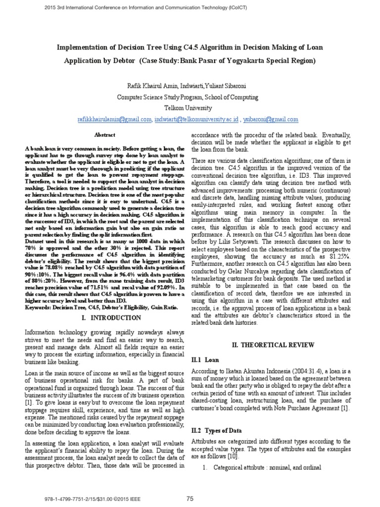 Implementation Of Decision Tree Using C4 5 Algorithm In Decision Pdf Business