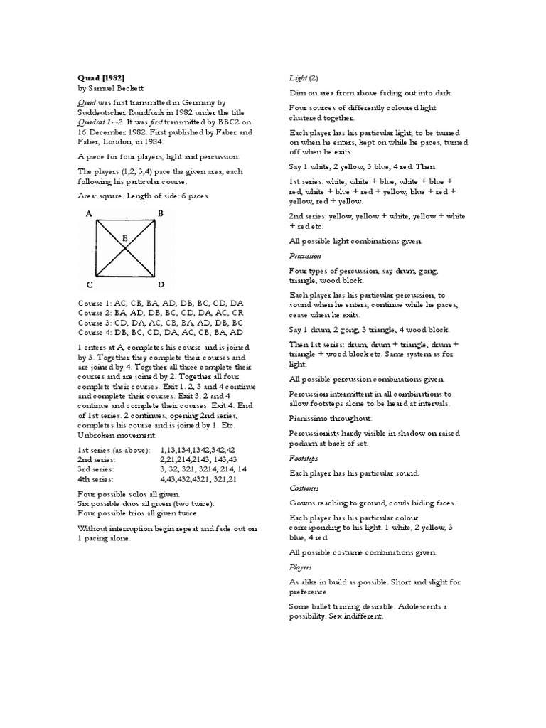 Beckett Quad | PDF | Entertainment (General) | Teaching Mathematics