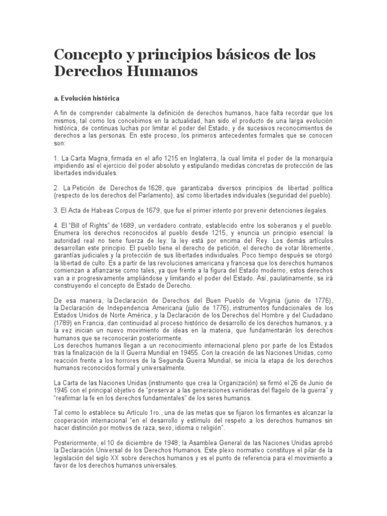 Concepto y Principios Básicos de Los Derechos Humanos | PDF | Derechos ...