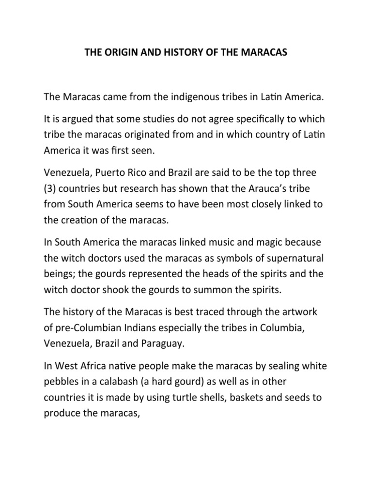 The Origin and History of The Maracas | PDF