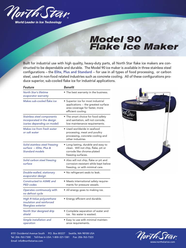 Model 90 Flake Ice Maker: Elite, Plus and Standard | PDF | Ice | Corrosion