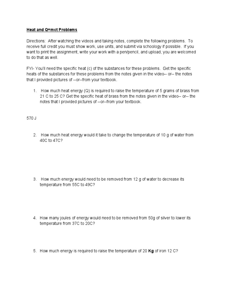 Heat and Q MCT Problems | PDF