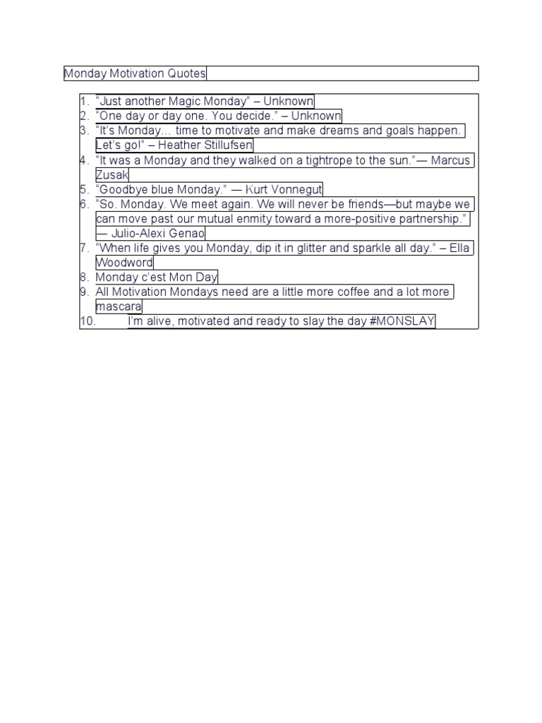 Monday Motivation Quotes | PDF