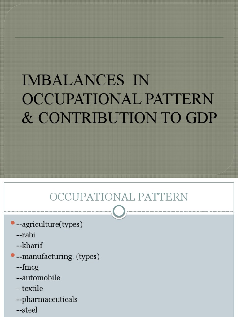 Imbalances in Occupational Pattern & Contribution To GDP | PDF ...