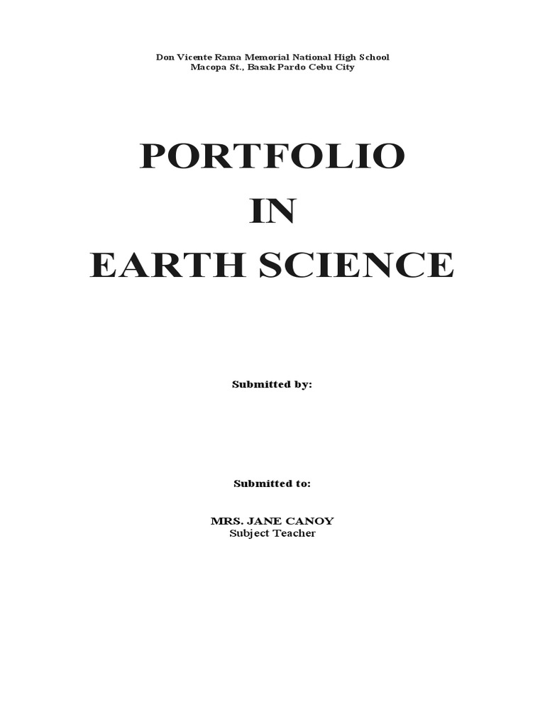 Portfolio Template in Earth Science | PDF | Pedagogy | Teaching