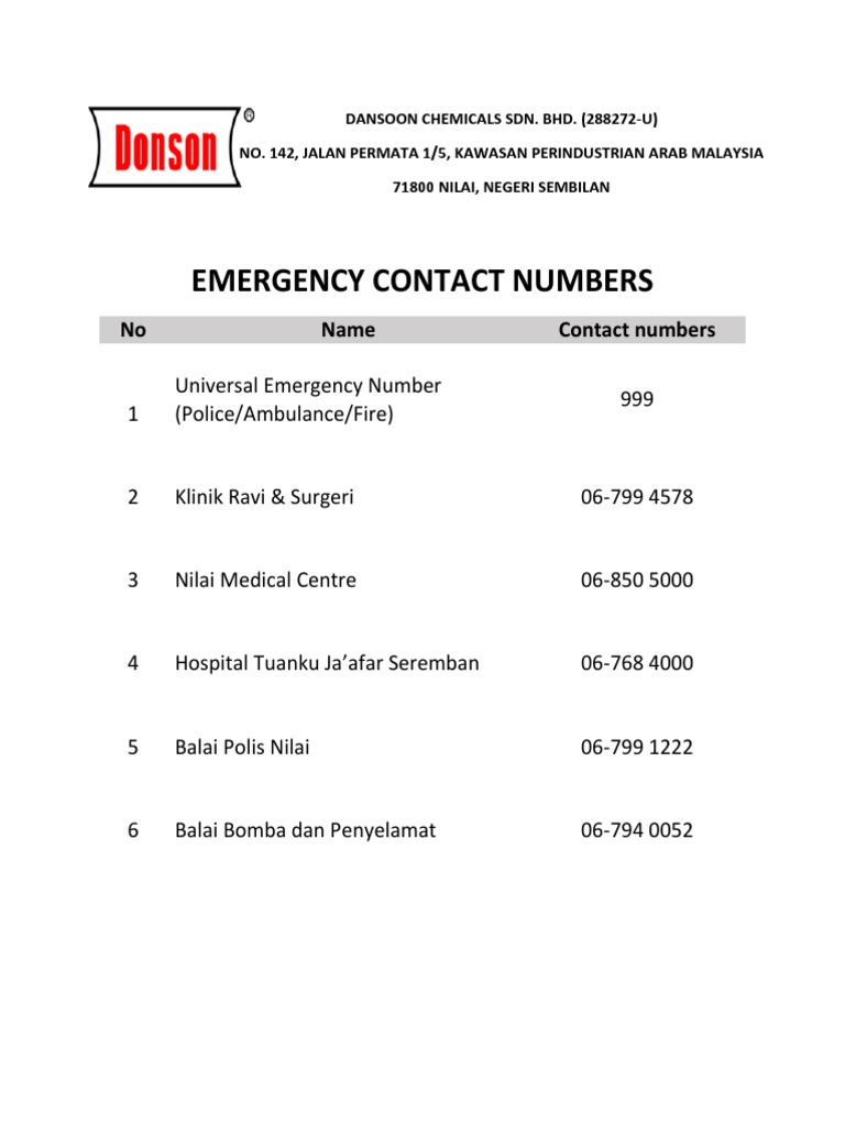 Emergency Contact Number | PDF | Business | Science & Mathematics