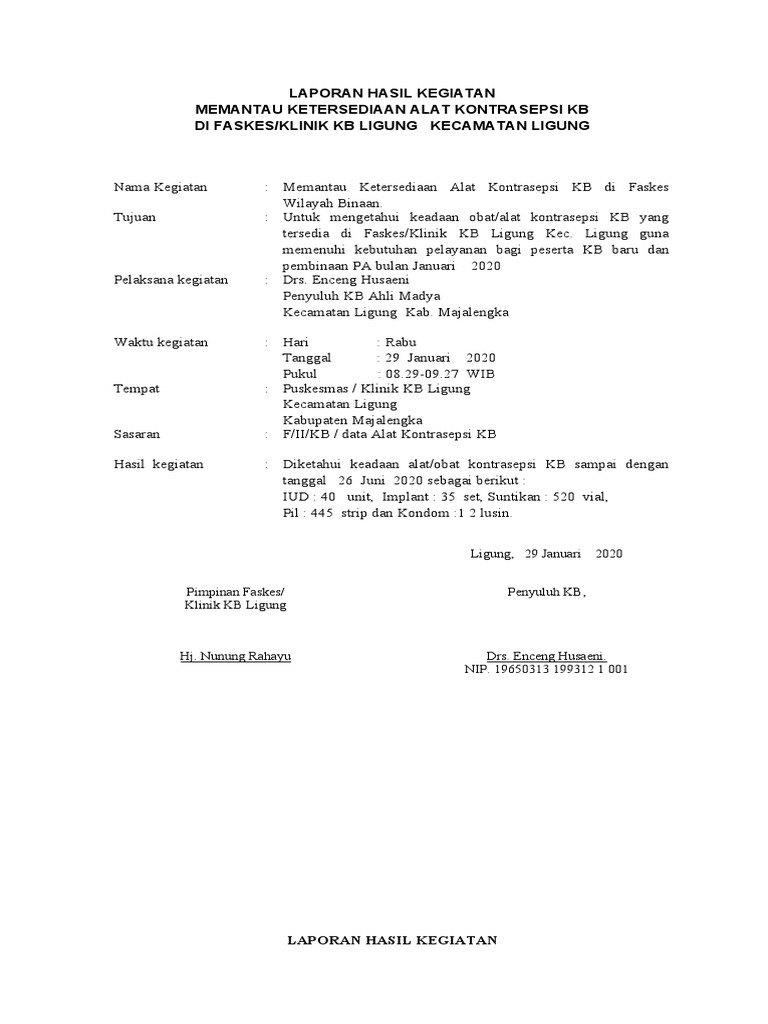 Laporan Pemantauan Alokon KB | PDF