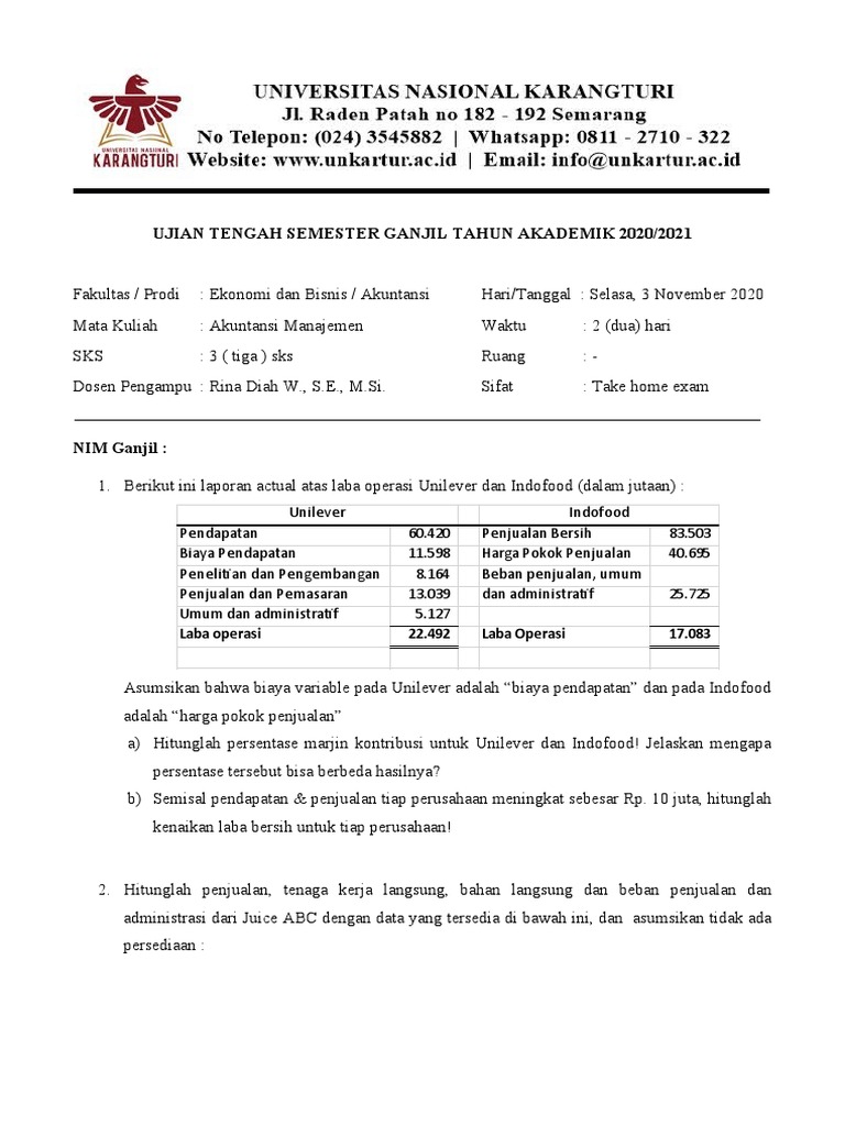 Soal Uts Akmen | PDF