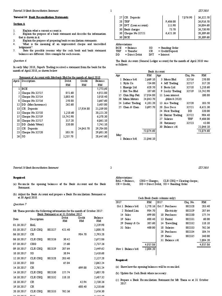 Bank Reconciliation Tutorial Guide | PDF | Debits And Credits | Banks