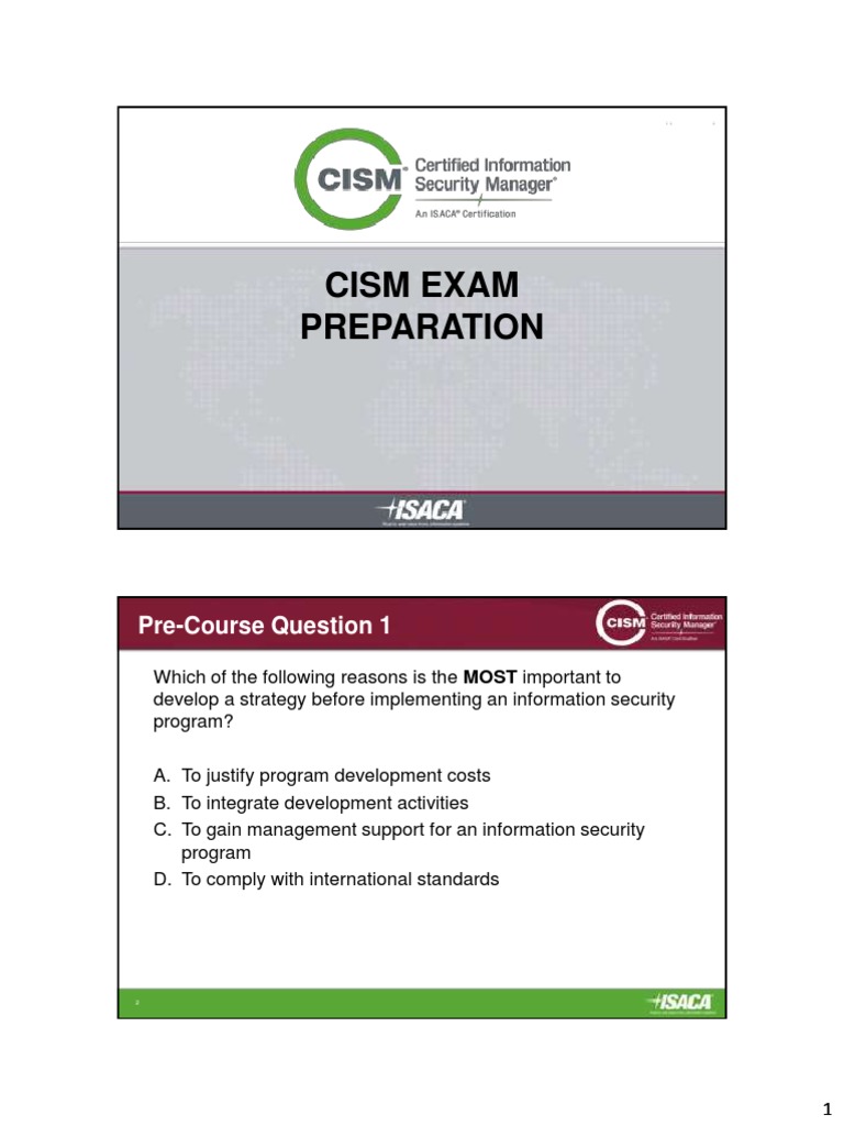 Cism Exam Preparation: Pre-Course Question 1 | PDF | Information ...