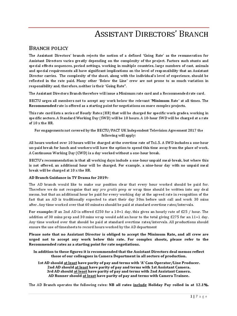 Bectu Unified Rates Ad New v2 | PDF | Overtime | Labor