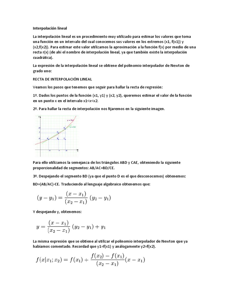 Interpolación Lineal: Guía Básica | PDF