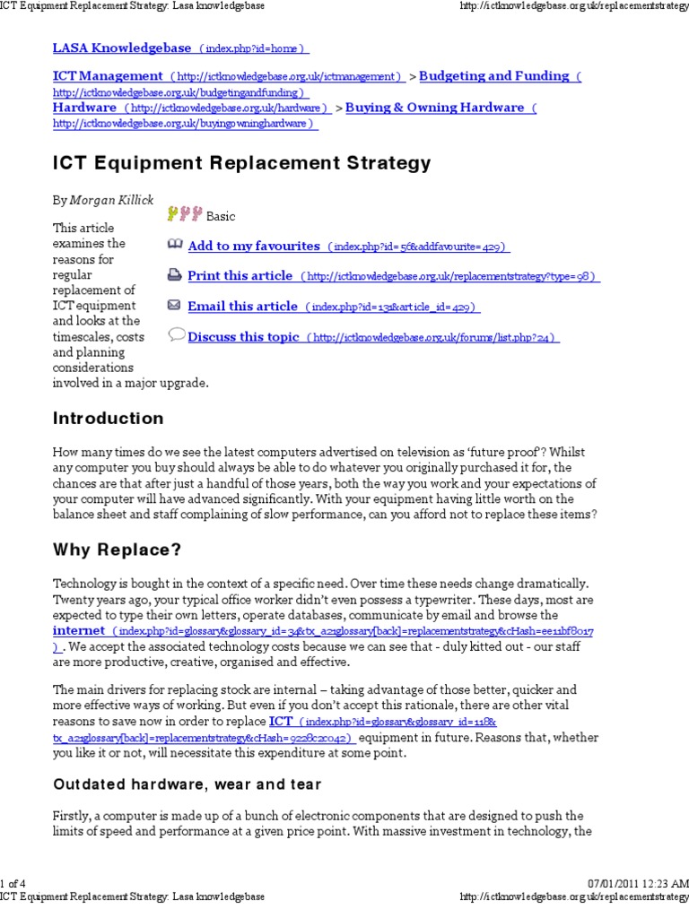 ICT Equipment Replacement Guide | PDF | Computer Hardware | Laptop