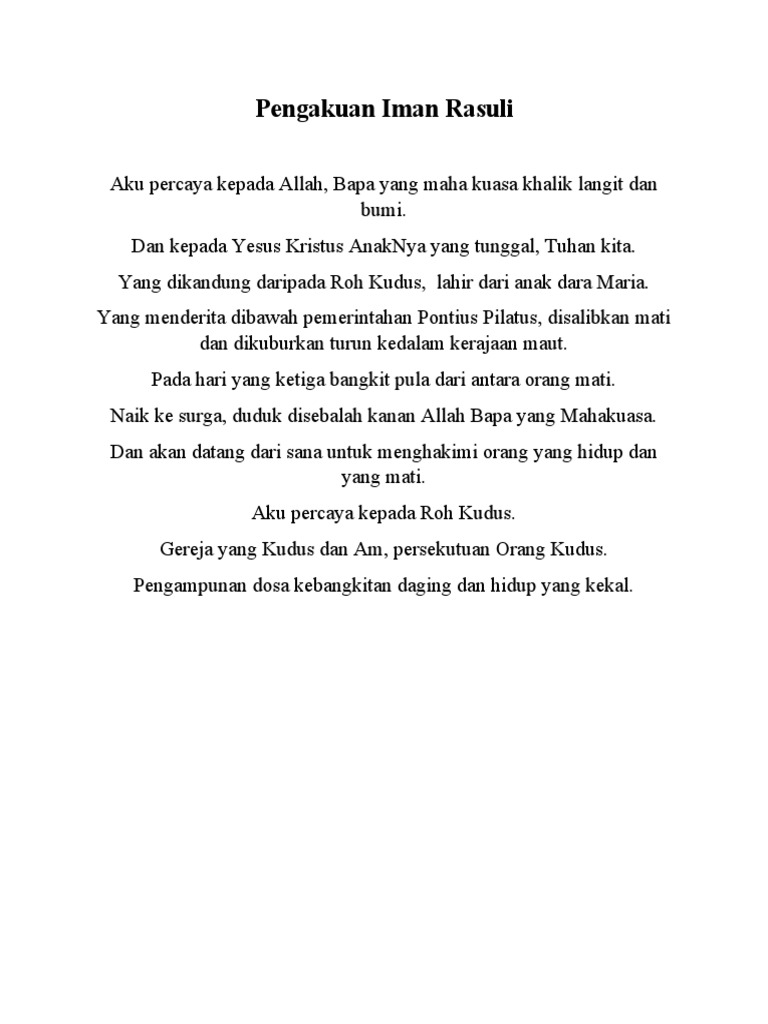 Pengakuan Iman Rasuli | PDF | Filsafat | Sejarah