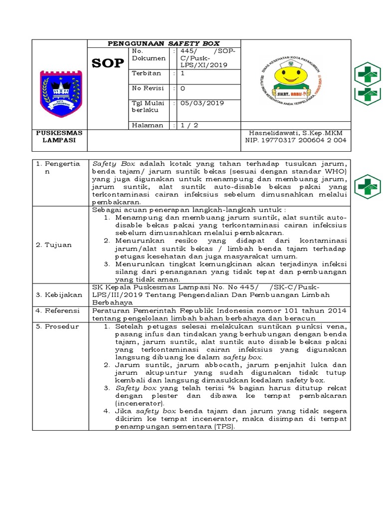 Sop Penggunaan Safety Box | PDF