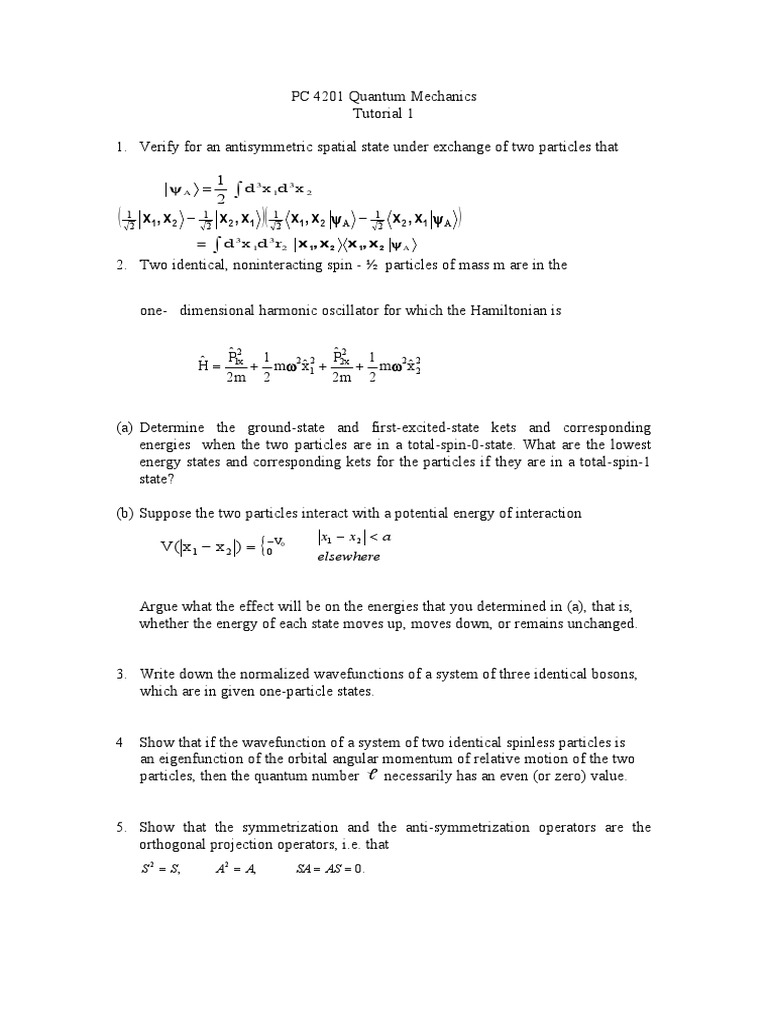 Tut 1 | PDF | Wave Function | Spin (Physics)