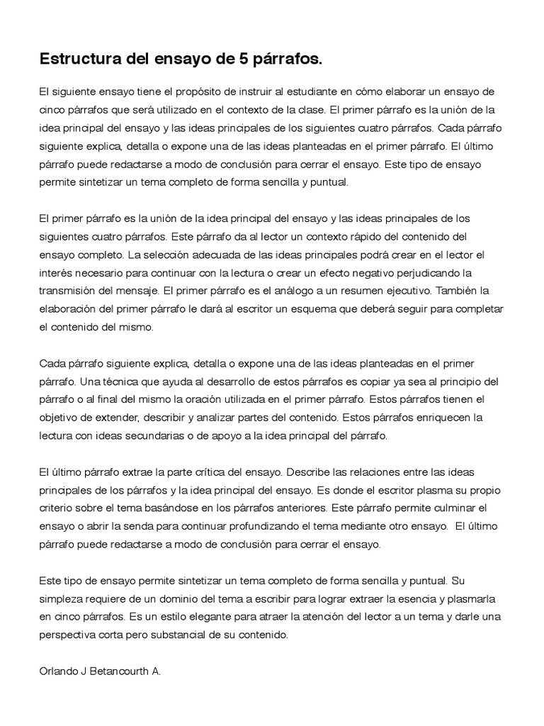 Estructura Ensayo 5 Parrafos | PDF | Crecimiento personal y profesional ...