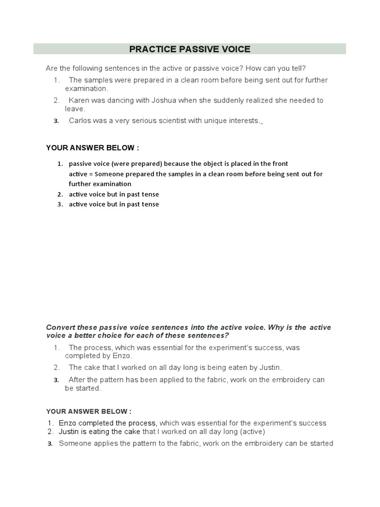 Passive to Active Voice Practice | PDF | Self-Improvement