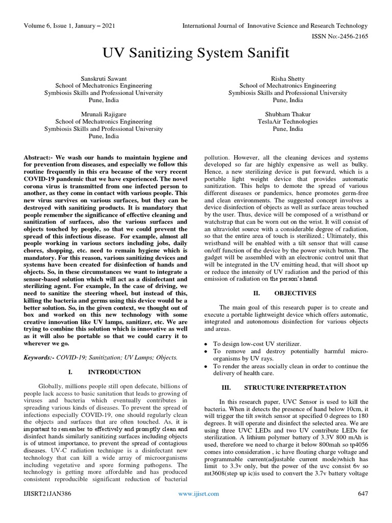 UV Sanitizing System Sanifit | PDF | Ultraviolet | Disinfectant