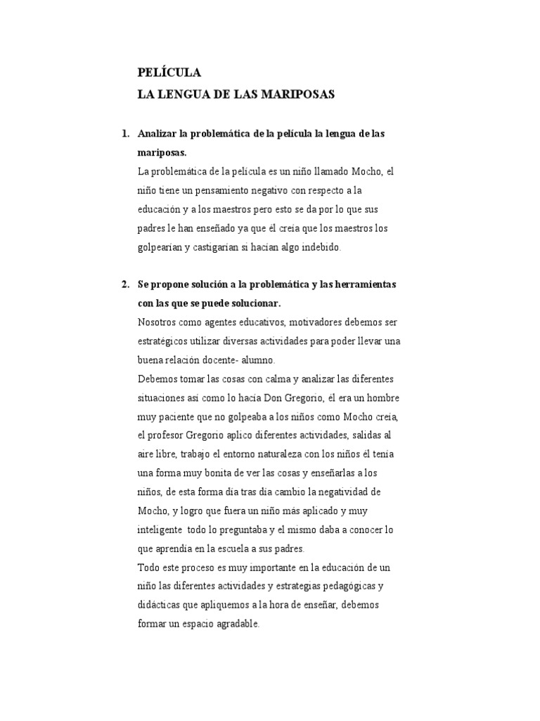 Actividades educativas en "La lengua de las mariposas" | PDF | Maestros ...