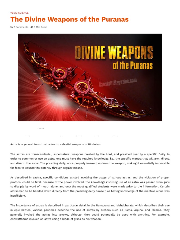 The Divine Weapons of The Puranas | PDF | Vishnu | Hindu Mythology