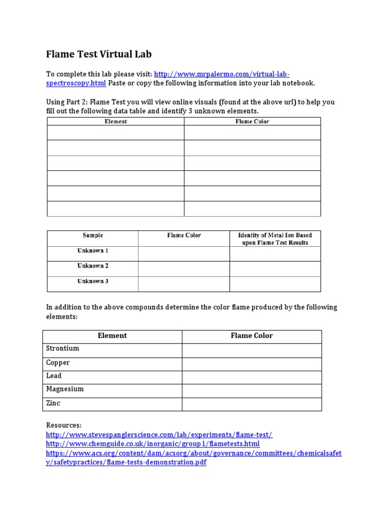 Flame Test Virtual Lab | PDF | Science & Mathematics | Computers