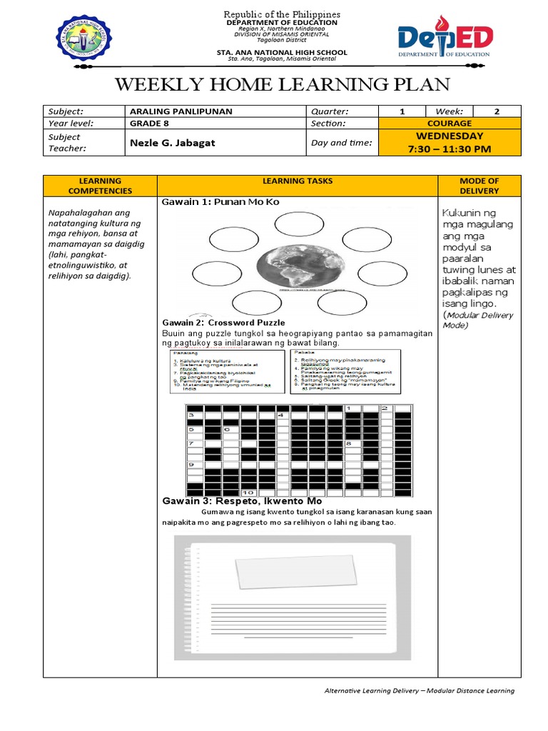 Week Home Learning Plan Week2ffff | PDF
