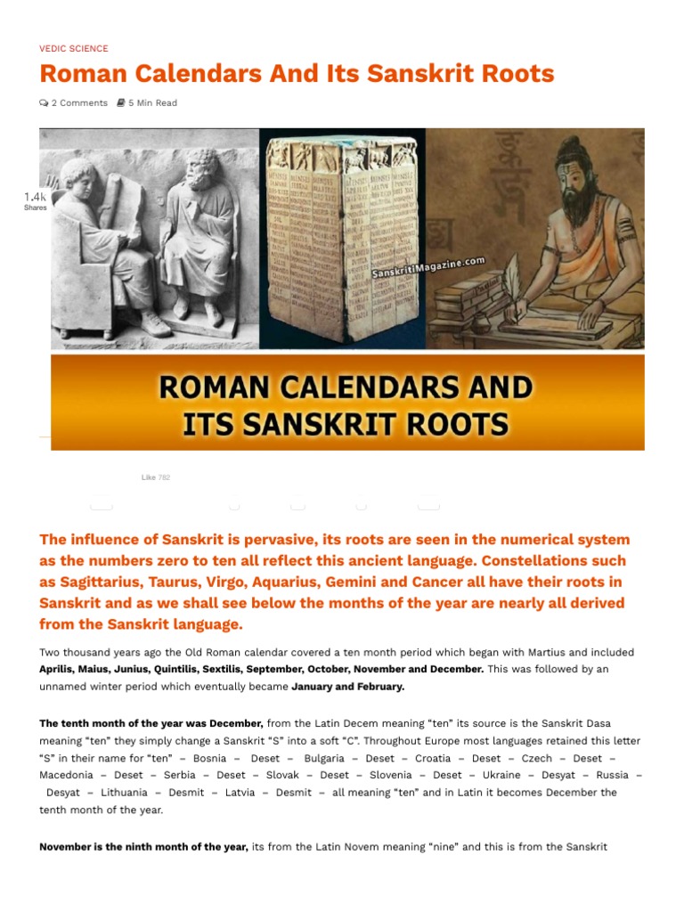 Roman Calendars and Its Sanskrit Roots | PDF | Janus | Science