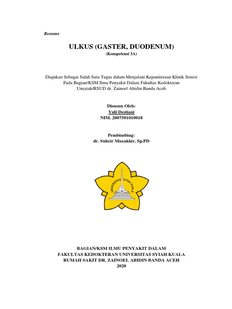 Resume Ulkus Gaster Dan Duodenum - Yuli Destiani (2007501010018) | PDF