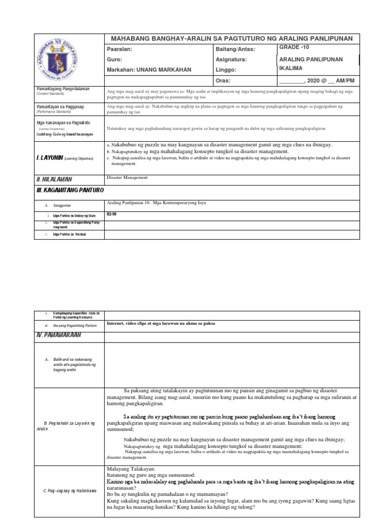 Mahabang Banghay Sample Output | PDF