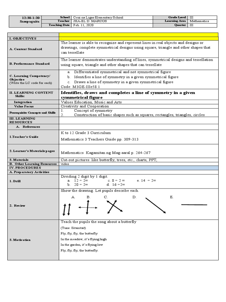 Sample Detailed Lesson Plan | Download Free PDF | Symmetry | Shape