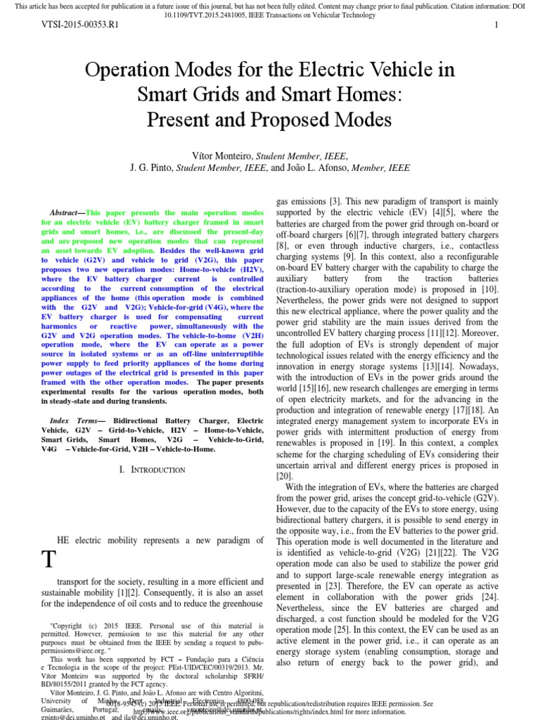 Operation Modes For The Electric Vehicle in Smart Grids and Smart Homes ...