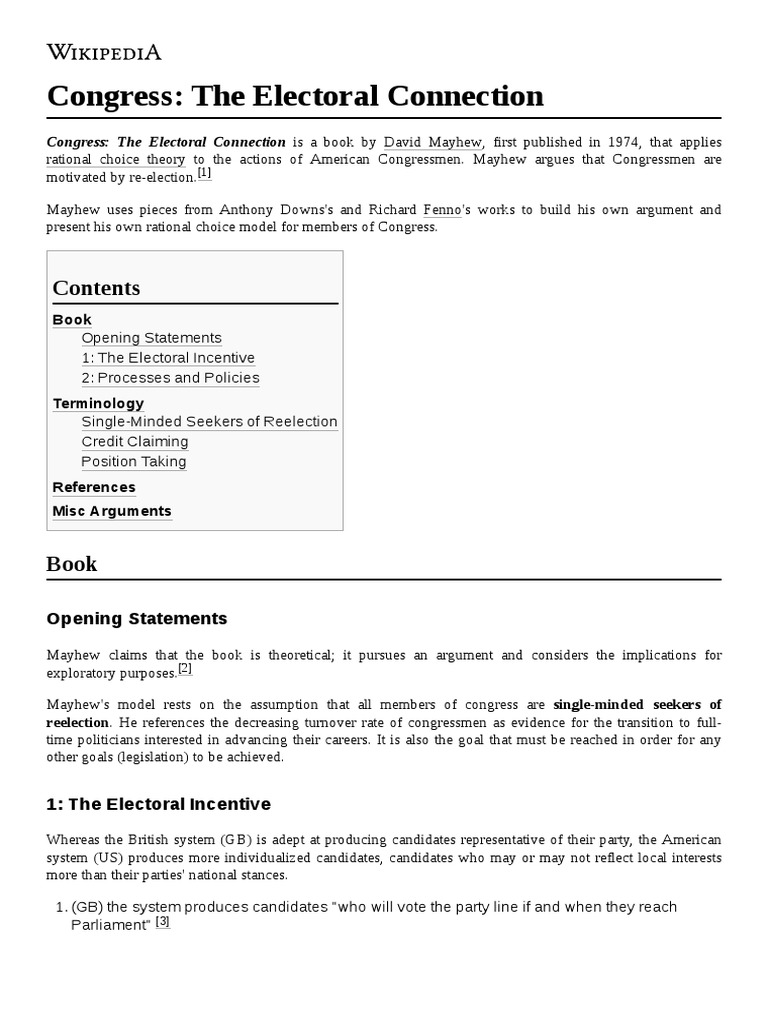 Congress: The Electoral Connection | PDF | Elections