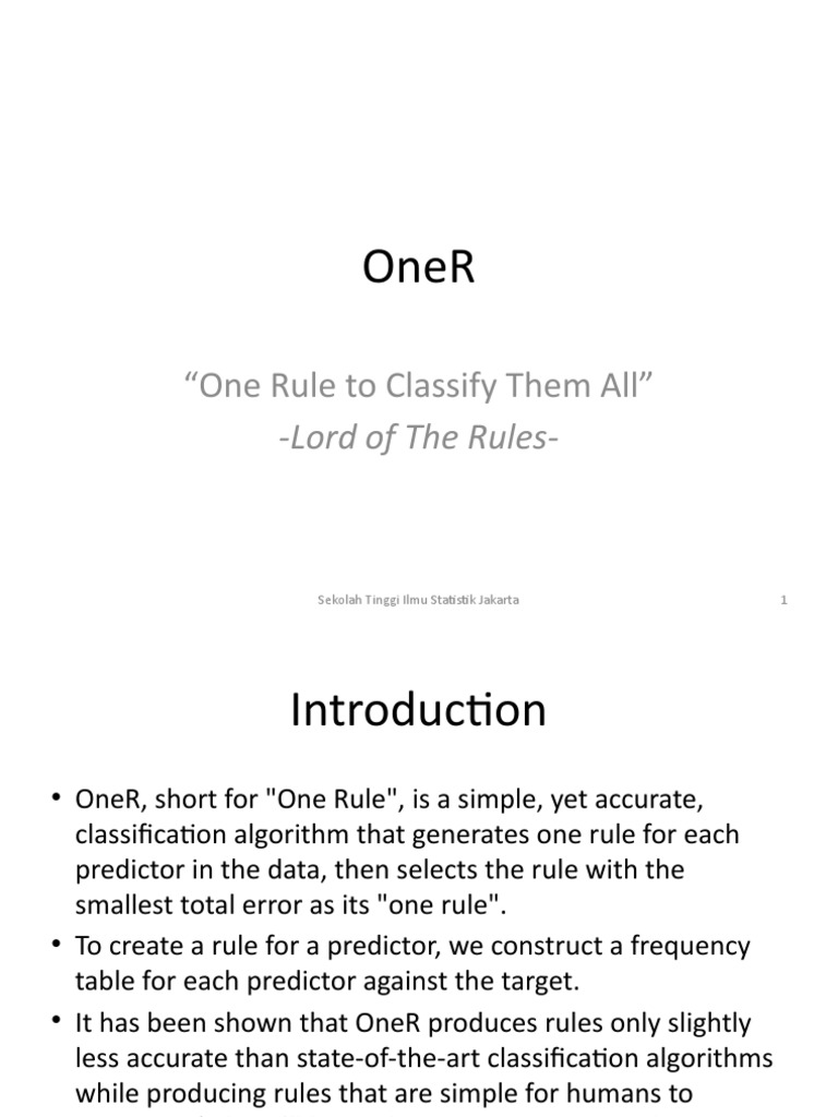 "One Rule To Classify Them All": - Lord of The Rules | PDF ...