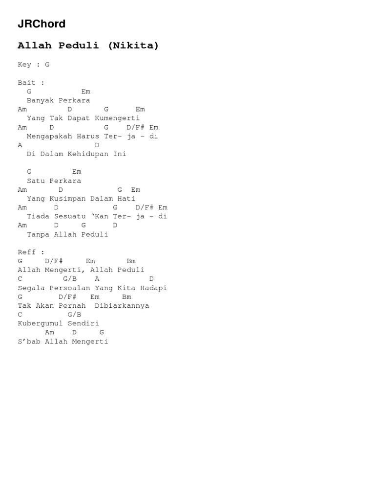 Allah - Peduli - Nikita Chord | PDF