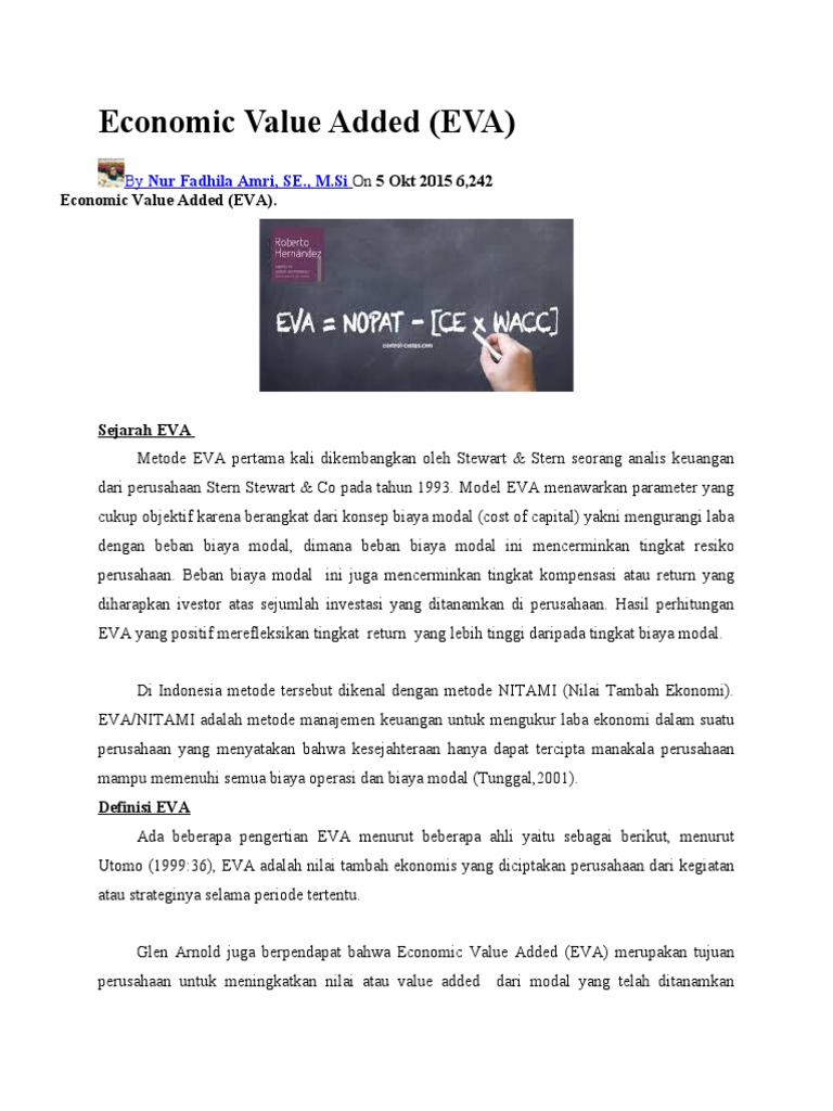 EVA sebagai alat evaluasi kinerja | PDF