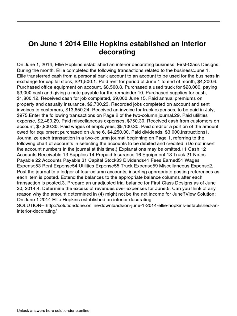On June 1 2014 Ellie Hopkins Established An Interior Decorating | PDF ...