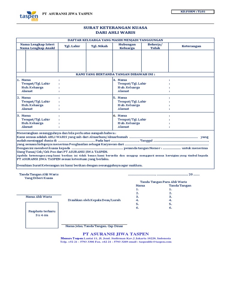 Form Klaim TL 05 LOGO BARU | PDF