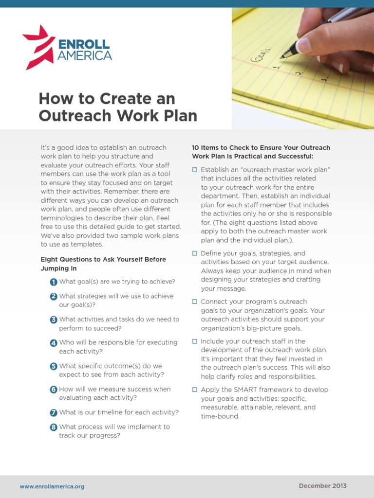 How To Create An Outreach Work Plan: December 2013 | PDF | Health ...
